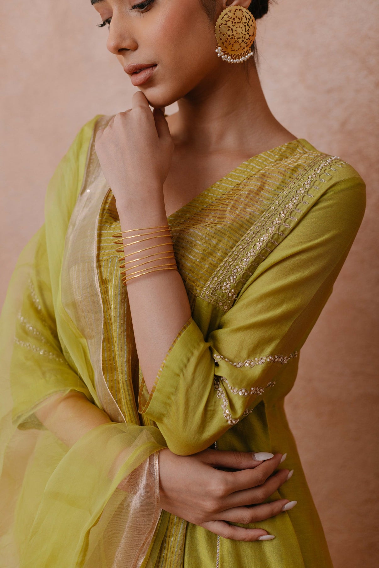 Maryam - The Green A-Line Suit Set – mansinagdev